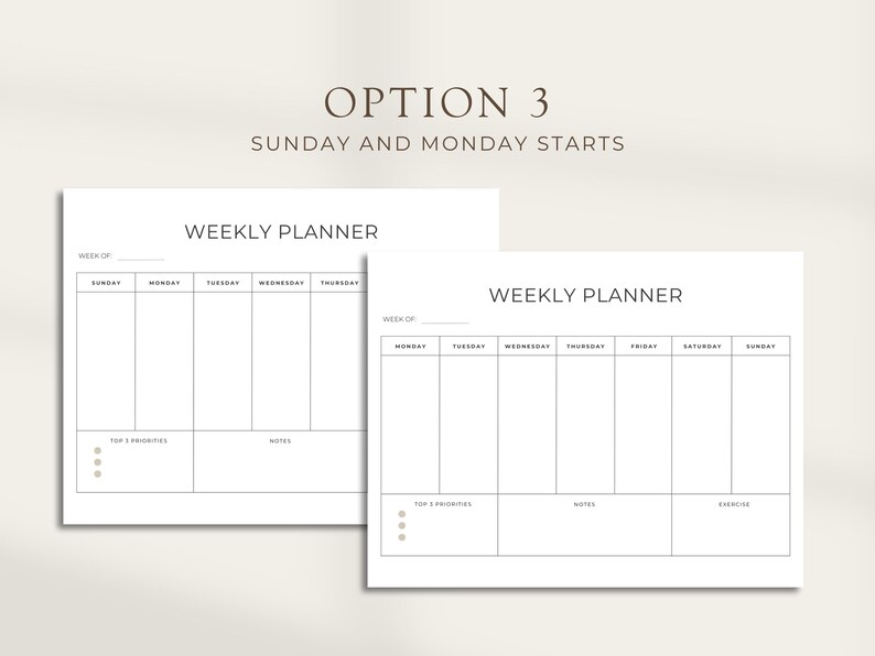 Weekly Planner Bundle Printable Minimalist Landscape Weekly Schedule ...