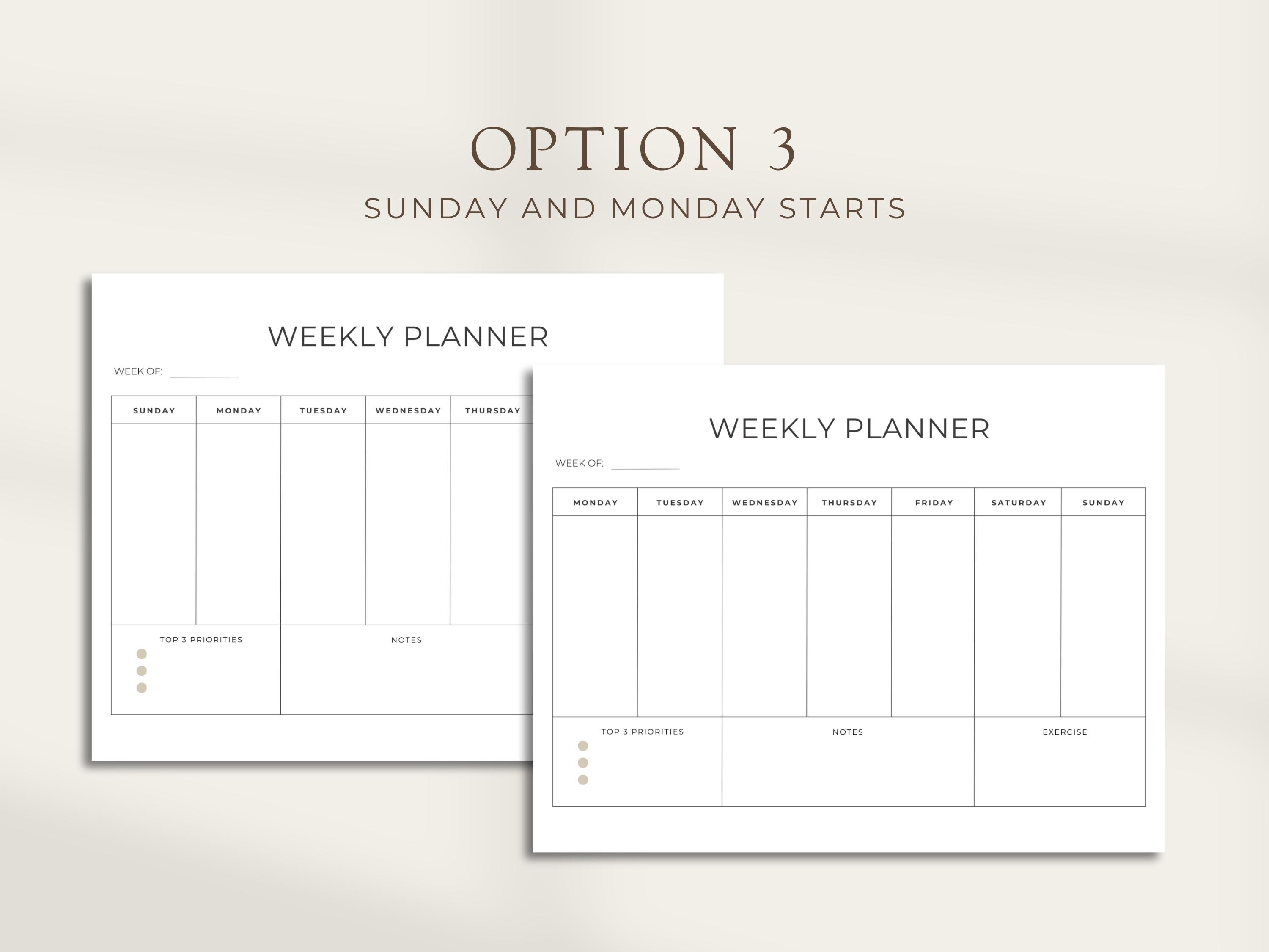 Minimalist Weekly Planner Printable Bundle: A4/letter (PDF) - Etsy