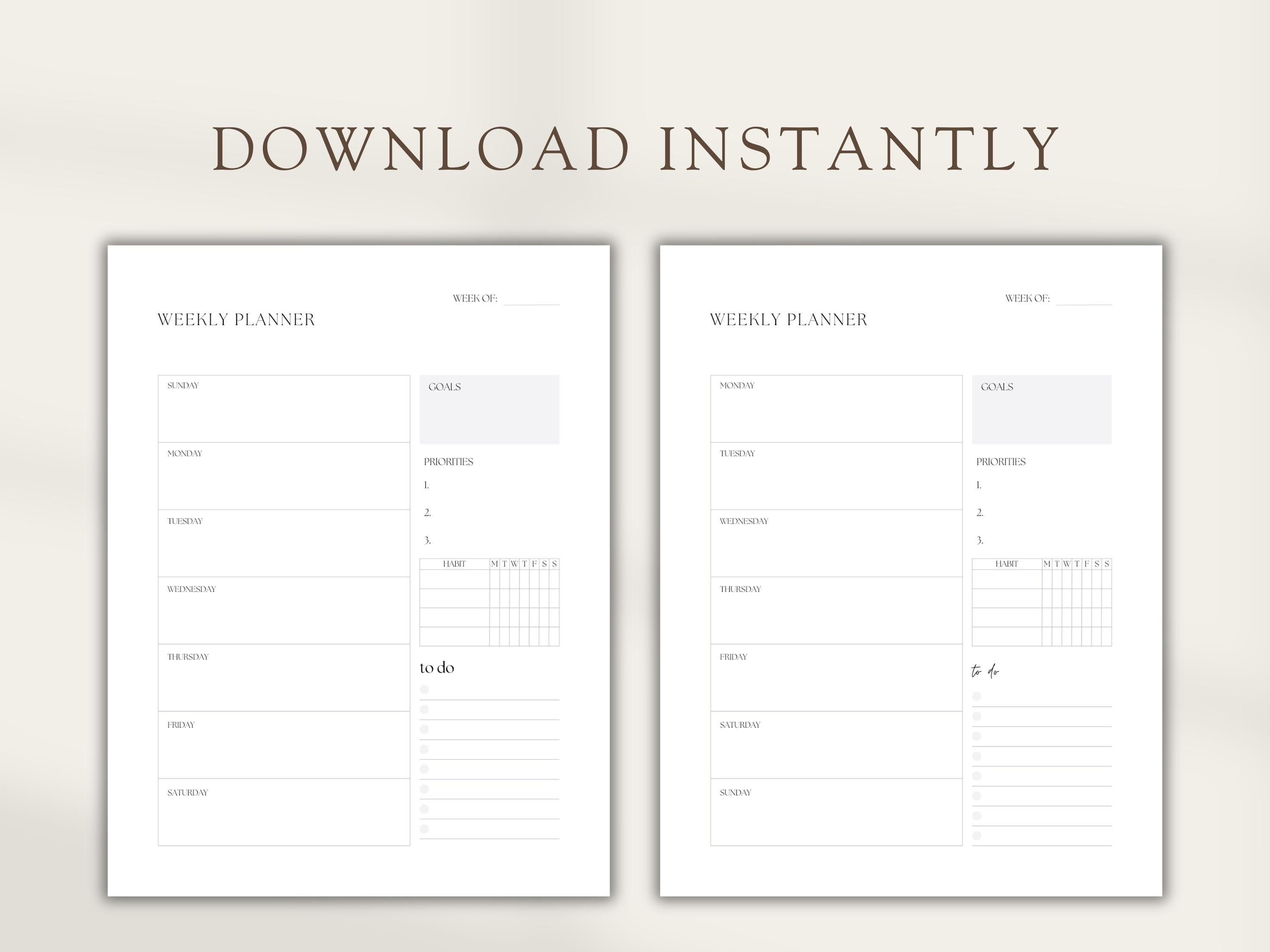 Printable Planner Bundle: Daily, Weekly, Monthly (PDF) - Etsy