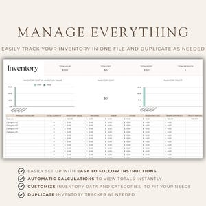 Inventory Tracker Spreadsheet: Small Business Google Sheets Template ...