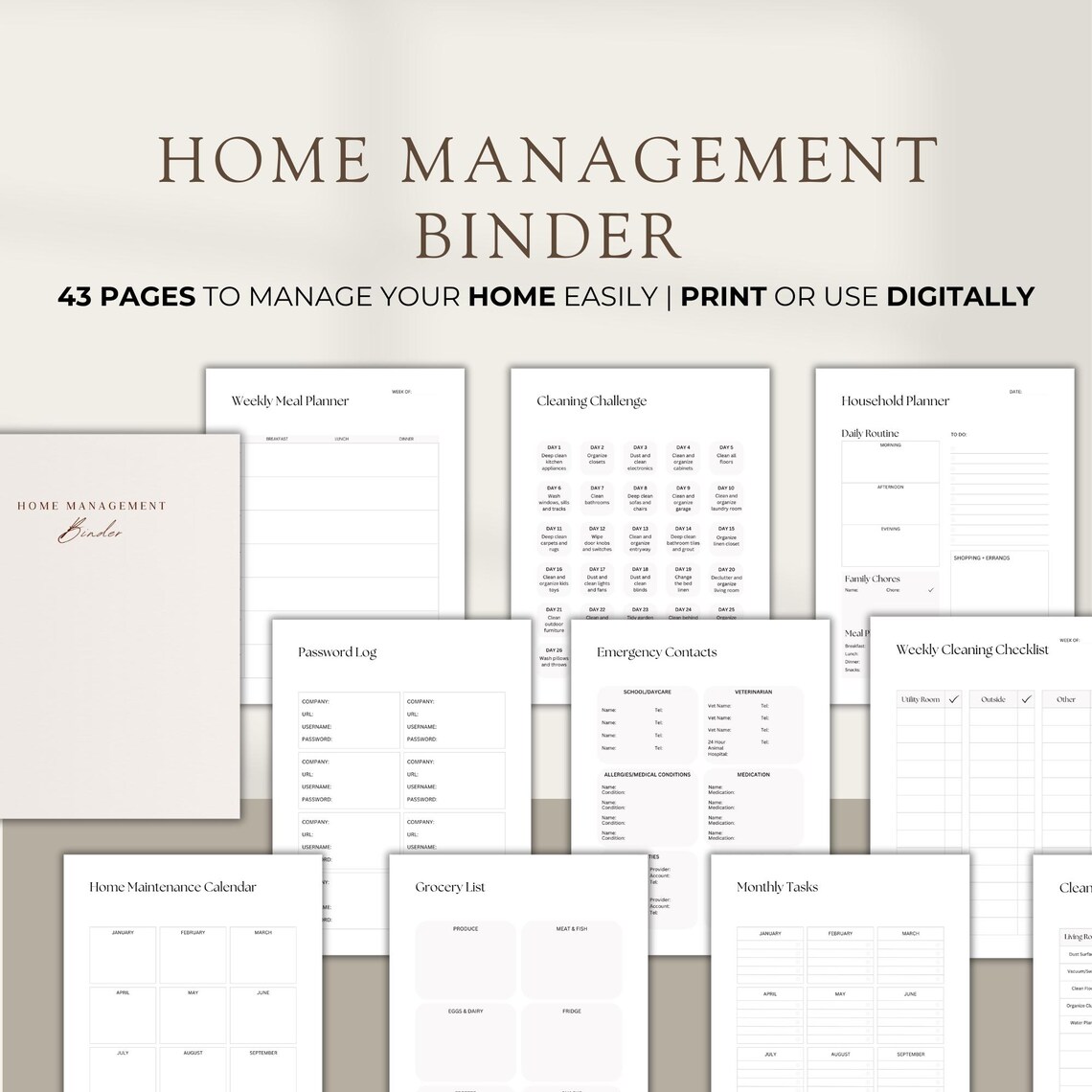 Home Management Binder: Cleaning & Life Planner (digital Download) - Etsy