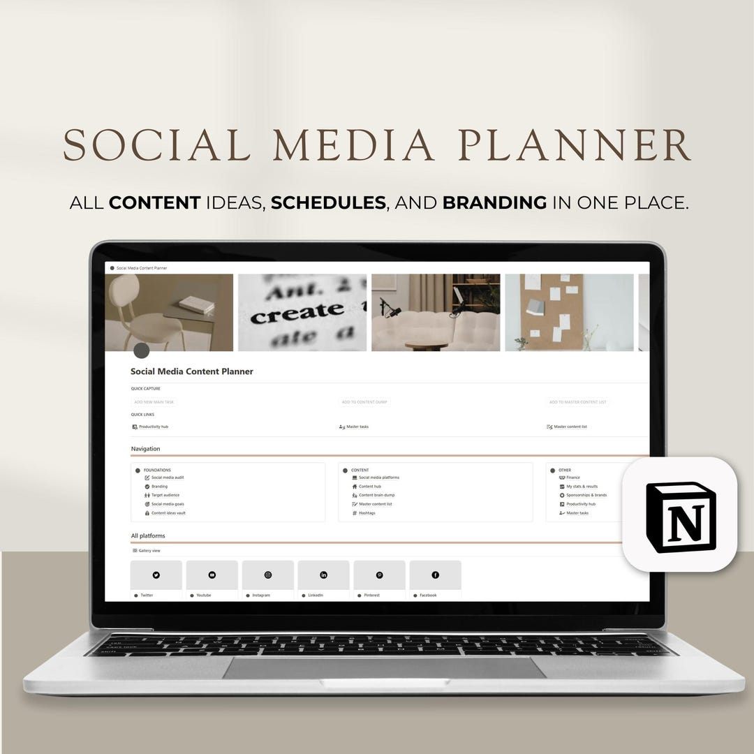 Ultimate Notion Content Planner and Calendar Minimal Social Media ...