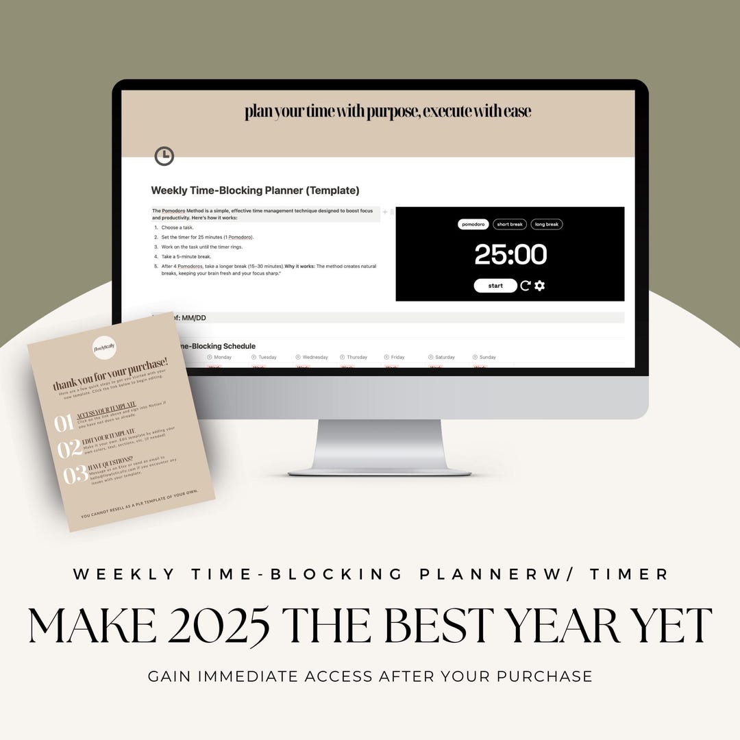 Daily & Weekly Time Blocking Planner Template | Notion Productivity ...