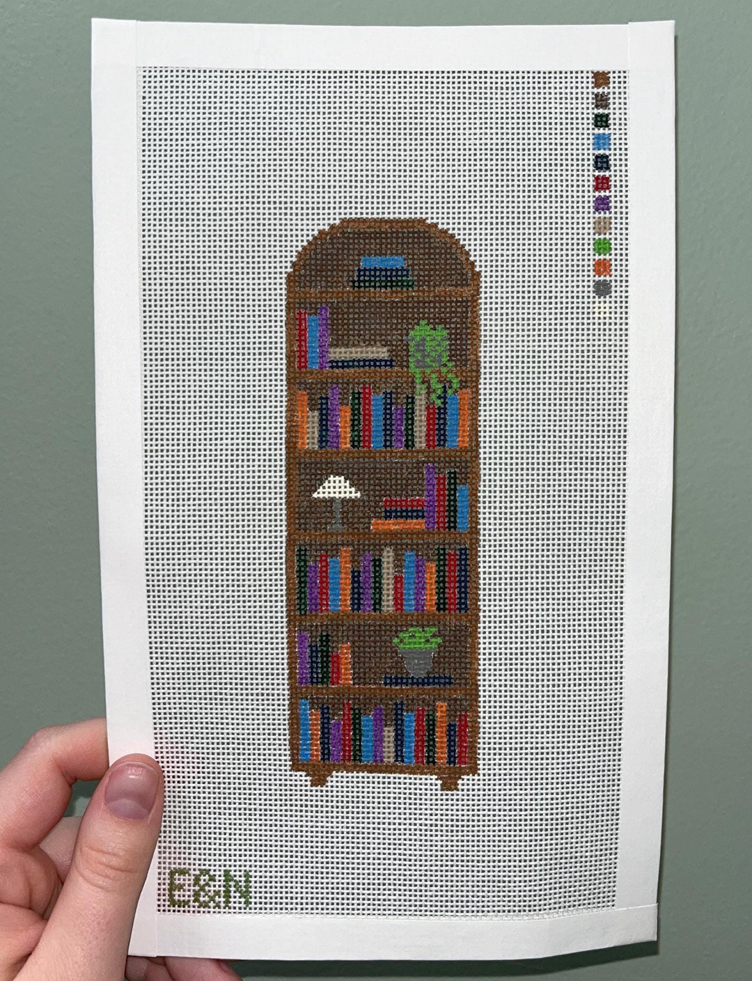 Classic Bookshelf Bookmark - Hand Painted Needlepoint Canvas - Etsy