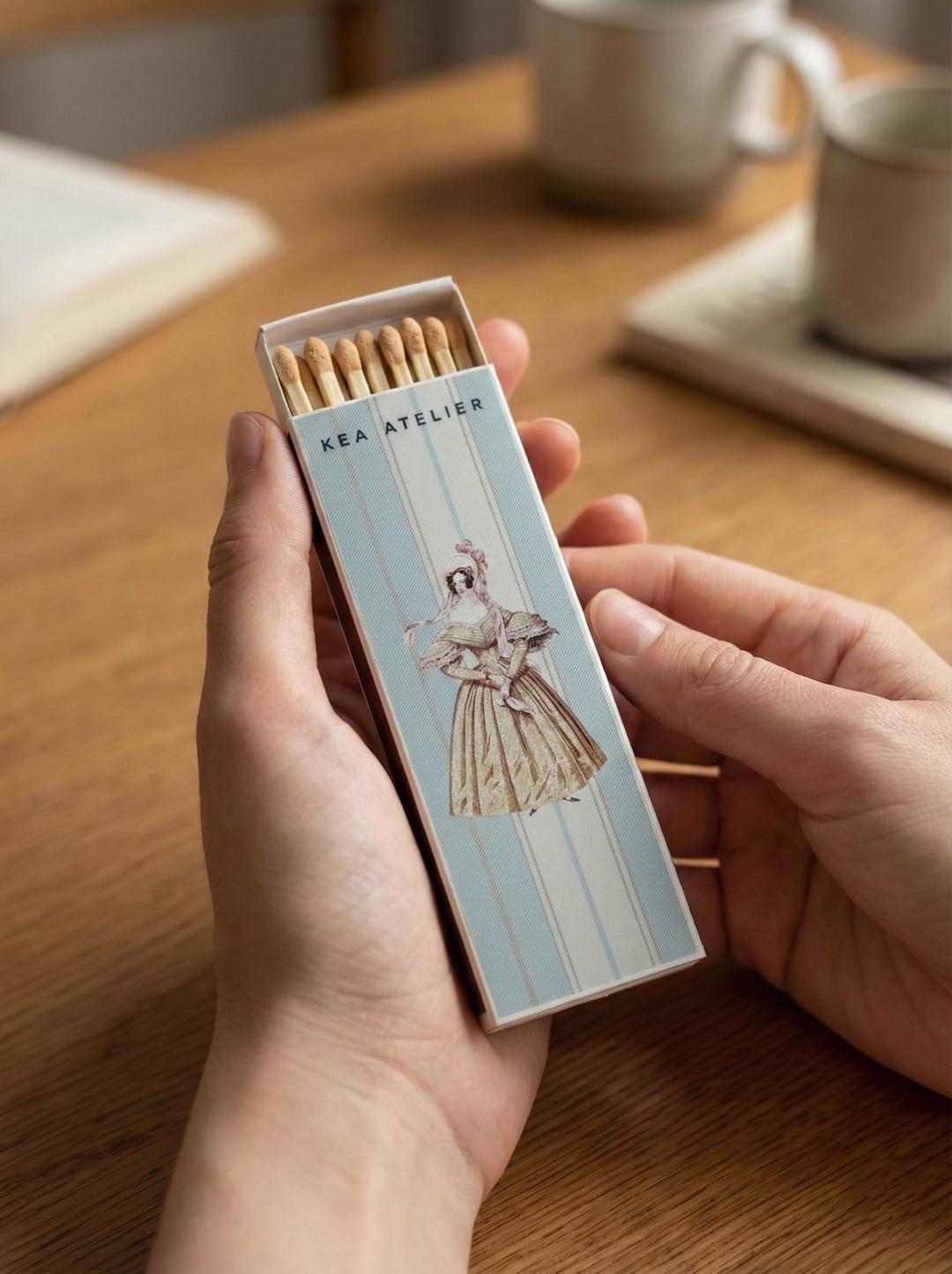 Vintage Theme Long Matchbox - 4.3'' Art Matchbox - Wooden Matchsticks ...