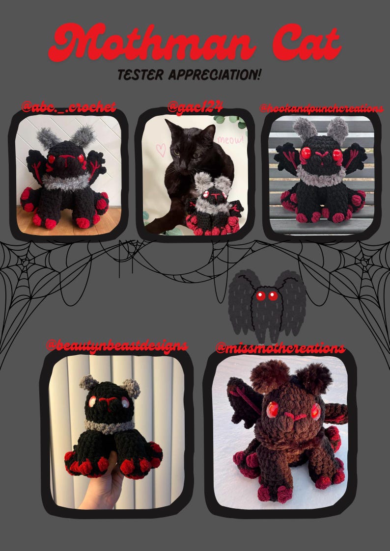 Mothman Cat Crochet Pattern: Cryptid Amigurumi (PDF Pattern) - Etsy