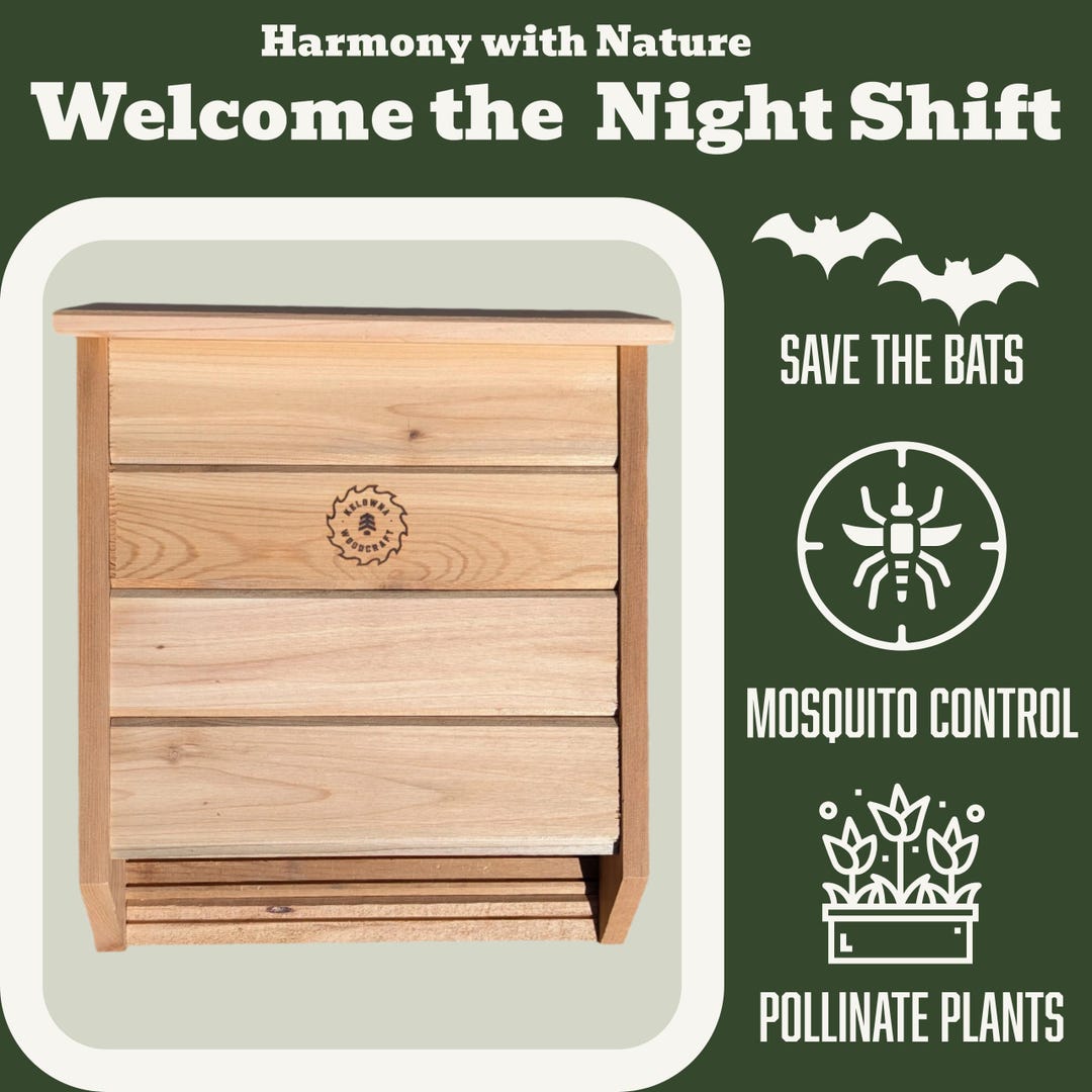Handmade Cedar Bat House – Rustic Wooden Bat Box for Natural Pest ...