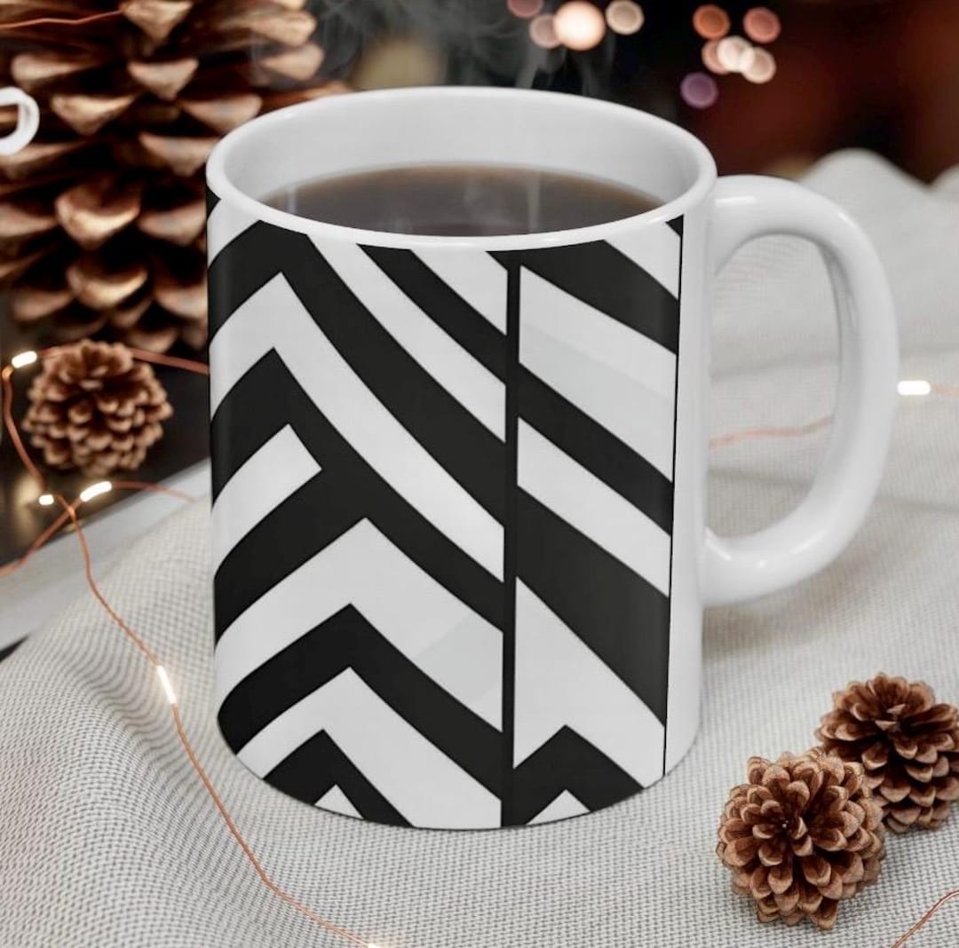 Ceramic Mug, Black and White Chevron Design, Birthday & Mothers Day ...