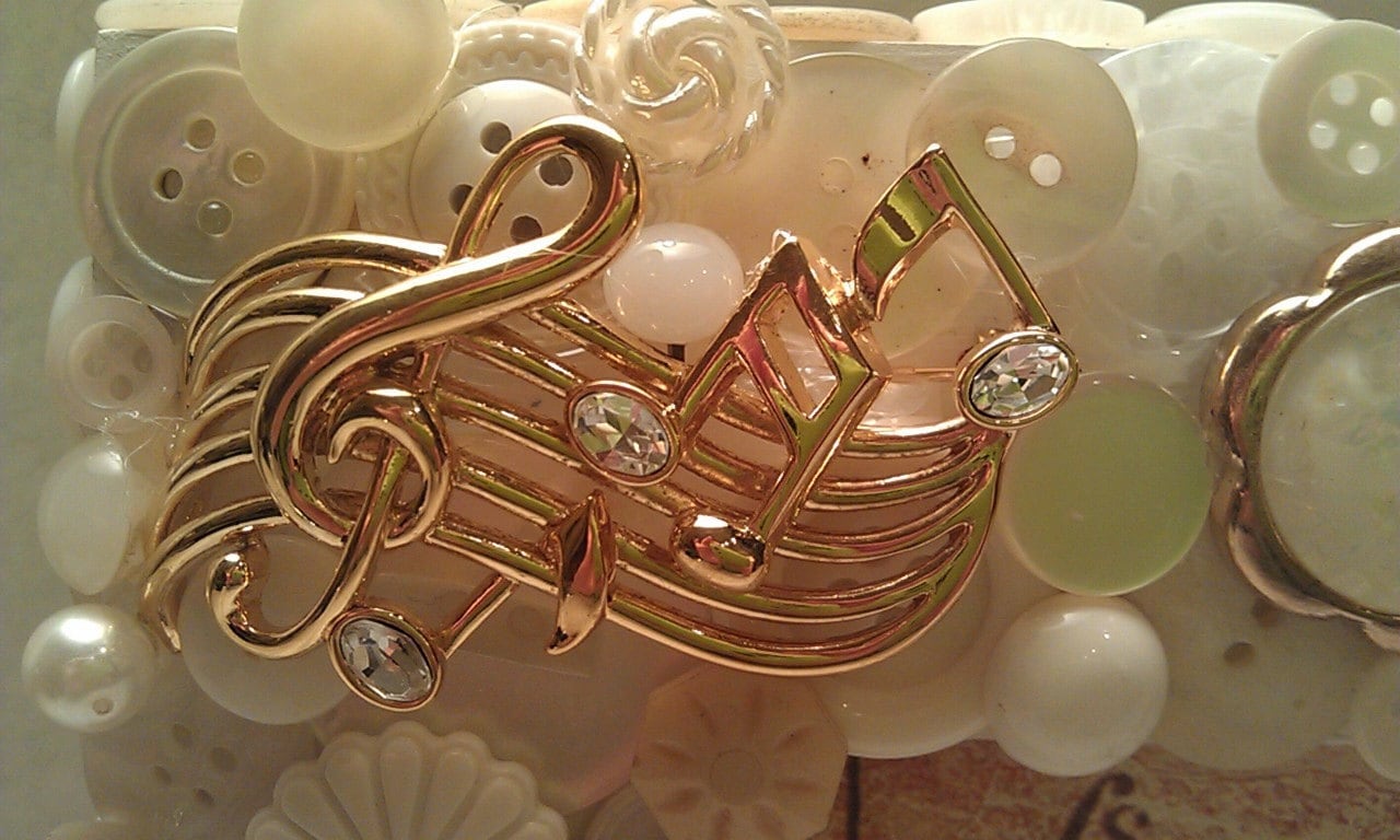 RESERVED CUSTOM ONLY Musical Button Frame Shabby Chic Art | Etsy