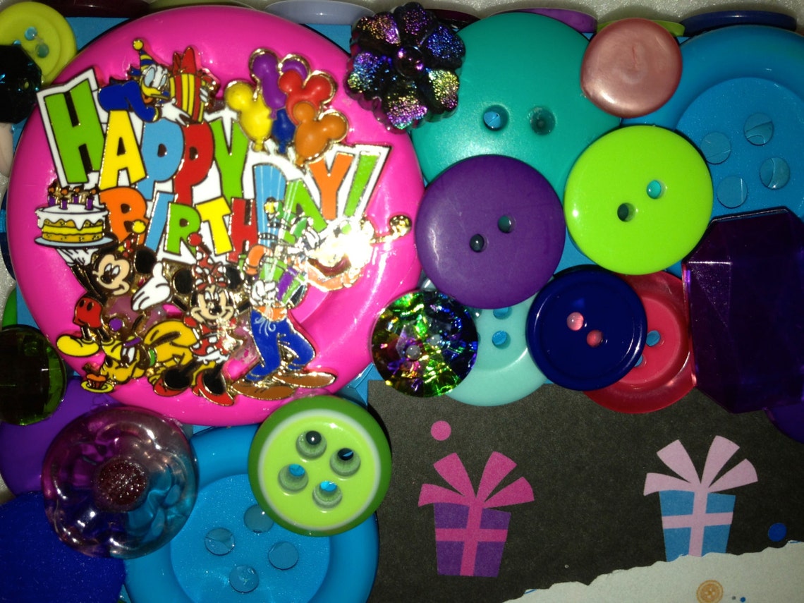 DISNEY Happy Birthday Button Frame Gift for Kid Birthday - Etsy