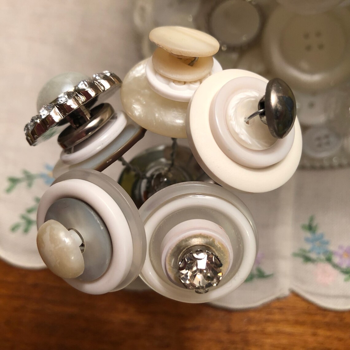 Button Flowers and Salt Shaker Vintage Shaker Button Art | Etsy