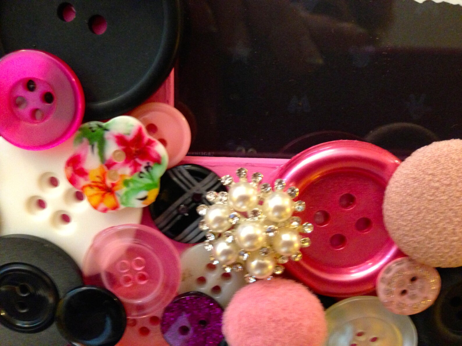 MINNIE MOUSE Button Frame in Pink Black and White Gift for | Etsy