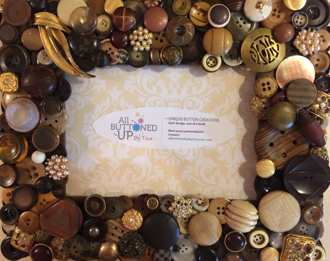 Earth Toned Button Frame ~ Rustic Home Decor ~ Boho Frame ~ Cottage ...