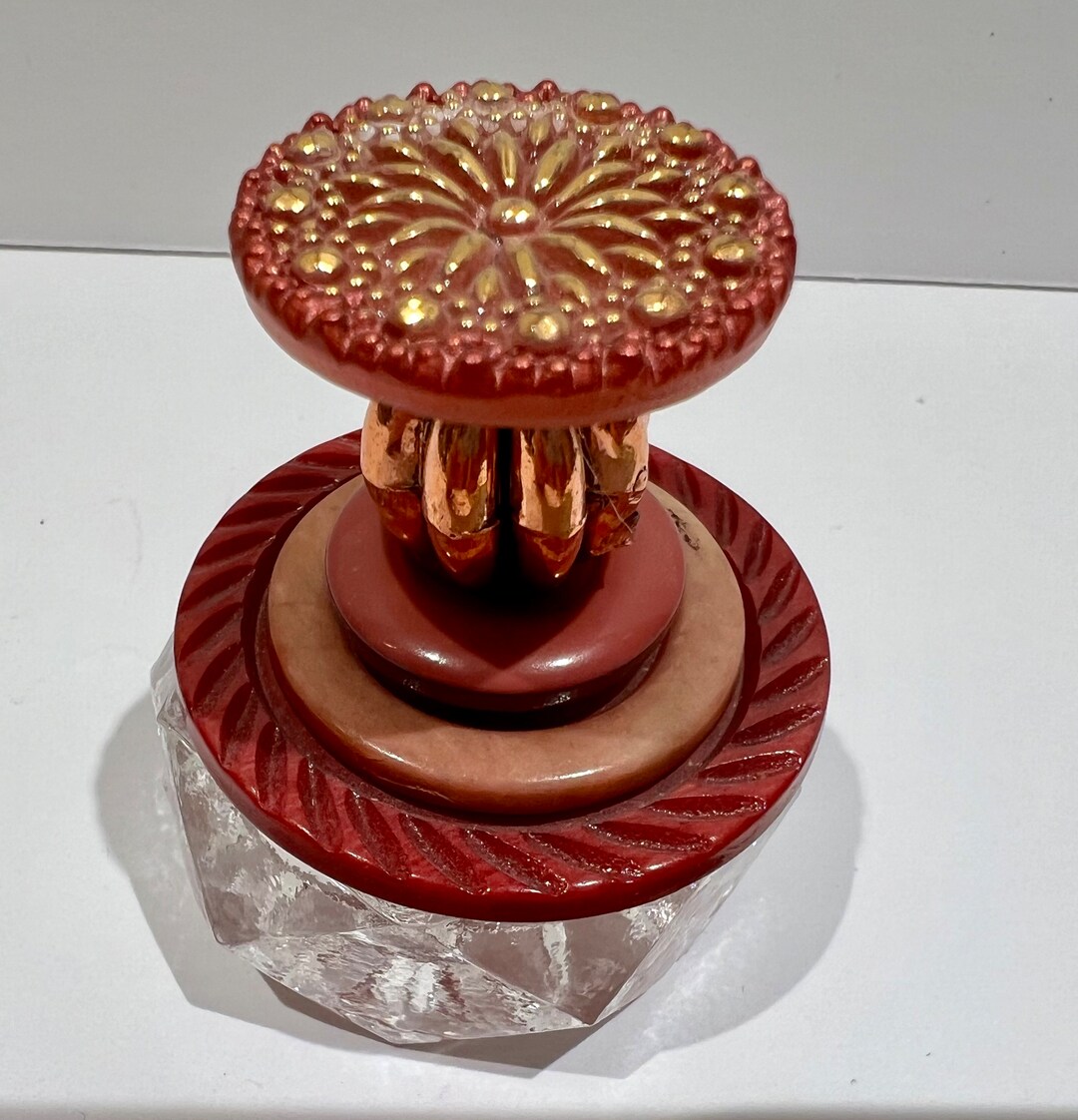Button Ring or Trinket Box ~ Button Art ~ Retro Art ~ Gift for Crafter ...