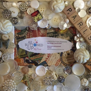 PARIS Button Frame in Ivory and White ~ Shabby Chic Decor ~ Cottage ...