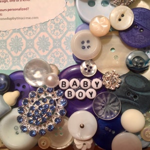 BABY BOY Button Frame in Blue and White ~ Shower Gift ~ Nursery Decor ...