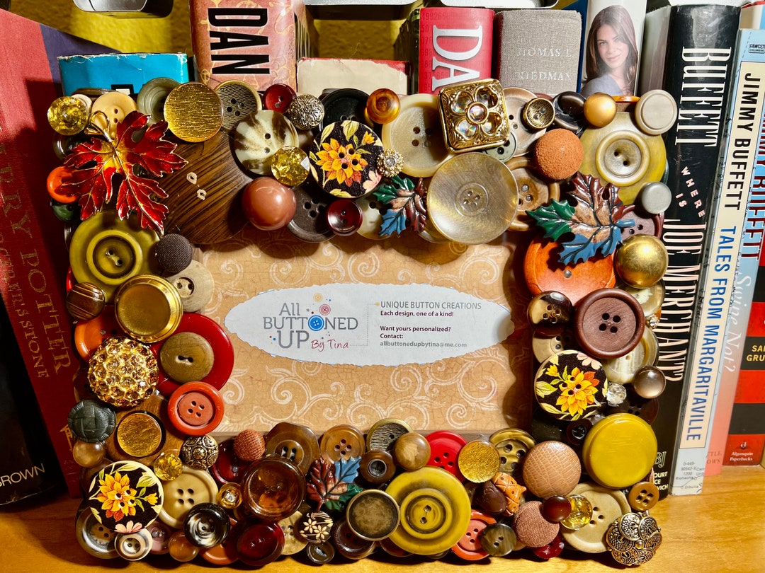 FALL Button Frame in Fall Colors Rustic Home Decor - Etsy