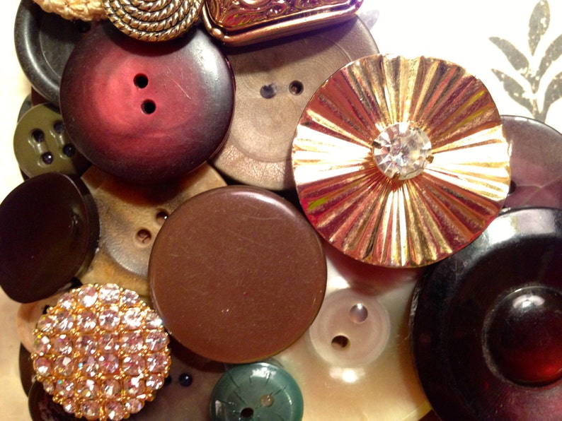Earth Toned Button Frame Rustic Frame in Brown Olive Burgundy and Gold ...