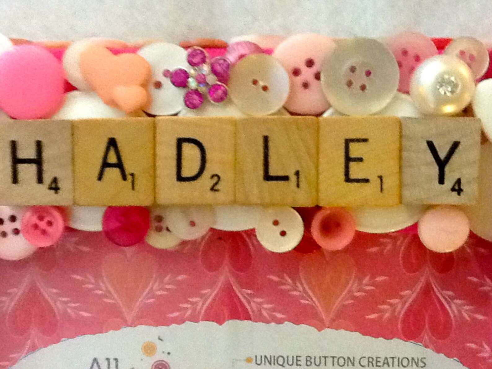 RESERVED ~ CUSTOM ONLY Baby Button Frame in Pink and White ~ Baby ...