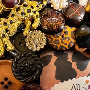 LEOPARD ~ Button Frame in Browns ~ Animal Print Frame ~ Boudoir Decor ...