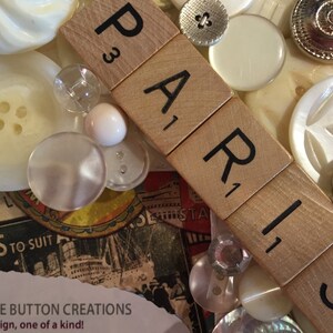 PARIS Button Frame in Ivory and White ~ Shabby Chic Decor ~ Cottage ...