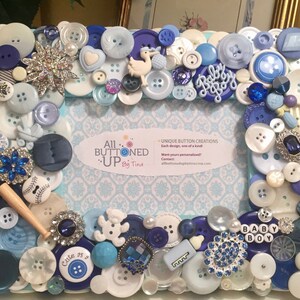 BABY BOY Button Frame in Blue and White Shower Gift Nursery Decor Boys ...