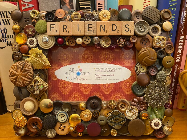 FRIENDS Button Frame Friendship Gift Brown Olive - Etsy