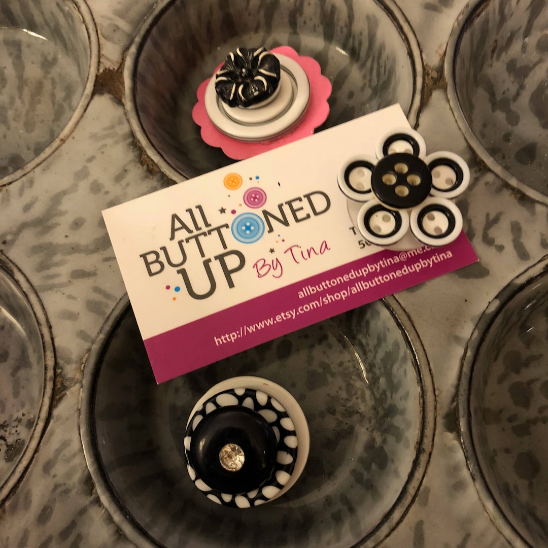 Pink and Black Button Flower Magnets ~ Desk Accessory ~ Inexpensive ...