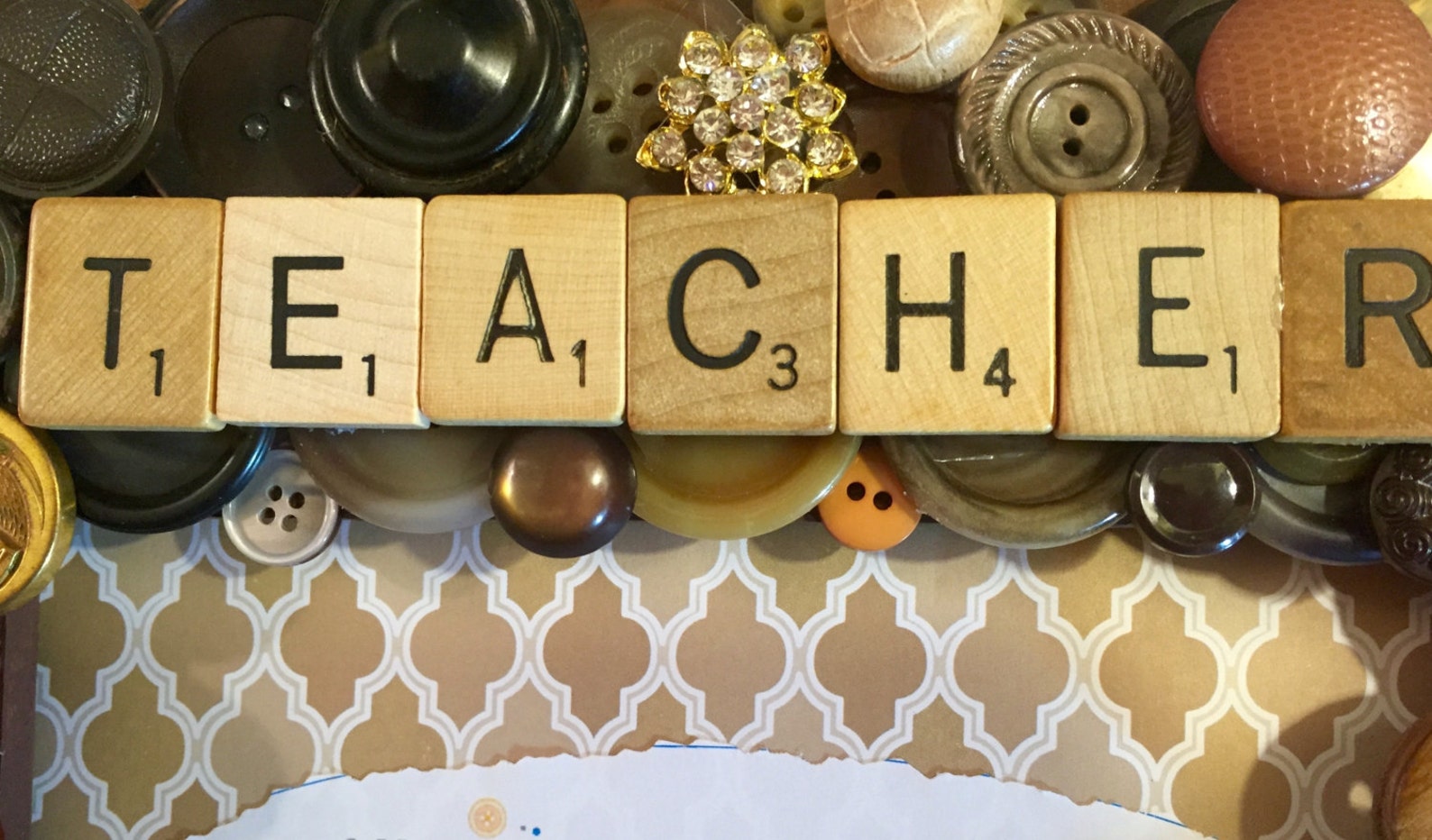 TEACHER Button Frame in Browns ~ Gift for Daughter ~ Gift for Son ...