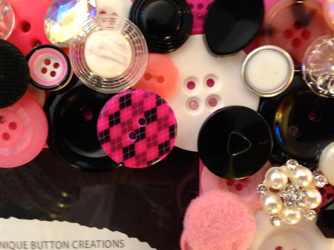 MINNIE MOUSE Button Frame in Pink Black and White Gift for | Etsy