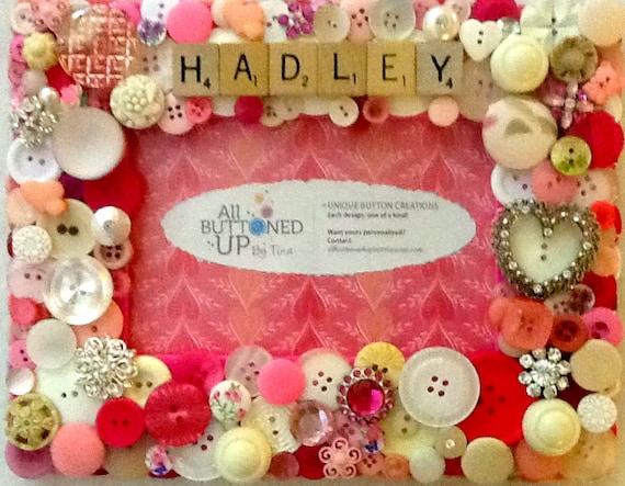 RESERVED CUSTOM ONLY Baby Button Frame in Pink and White | Etsy
