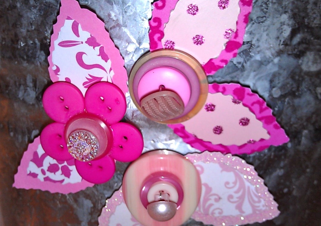 Pink Button Flower Magnets Desk Accessories Gift for Girl Gift for Her ...