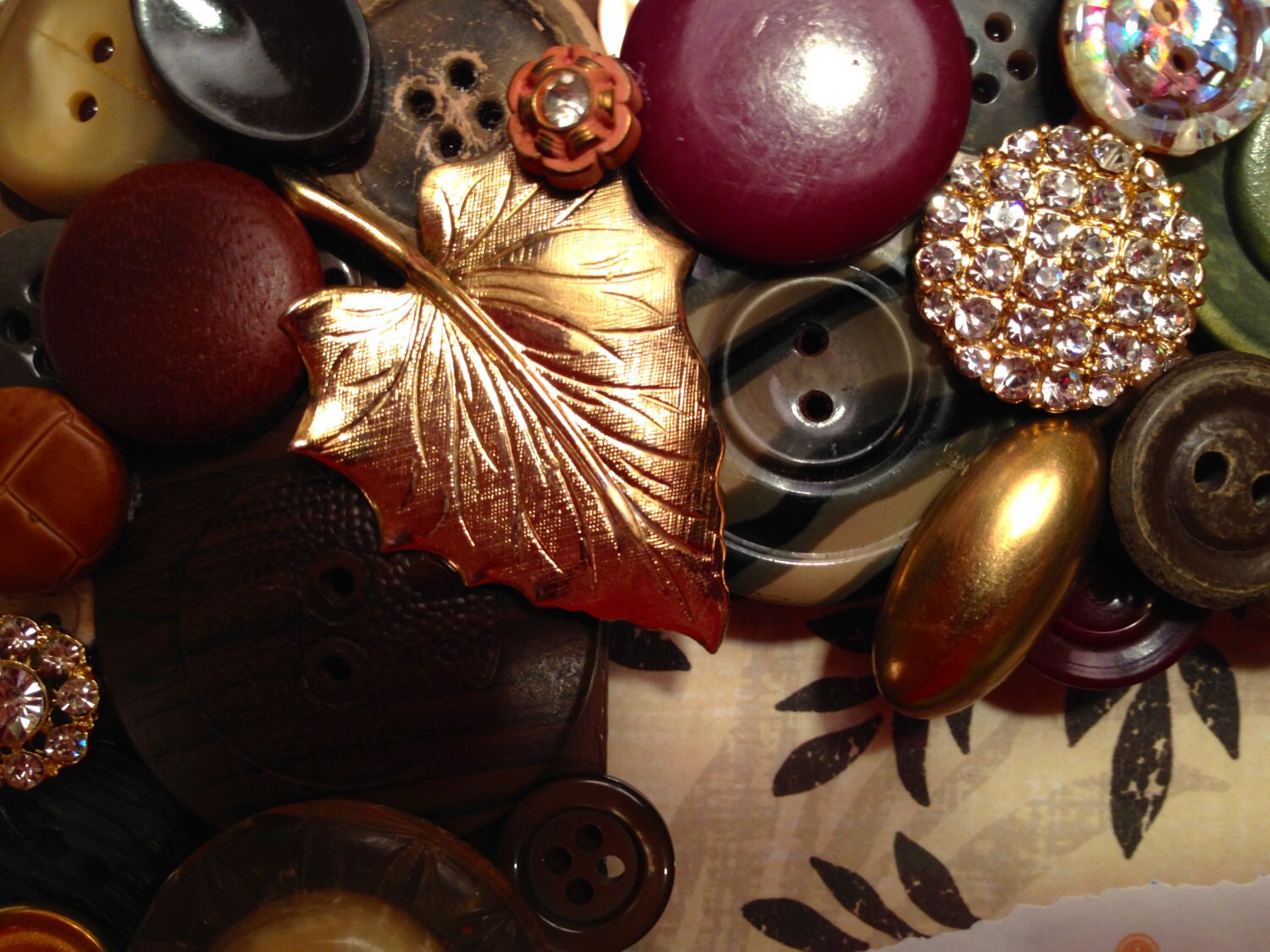 Earth Toned Button Frame Rustic Frame in Brown Olive Burgundy and Gold ...