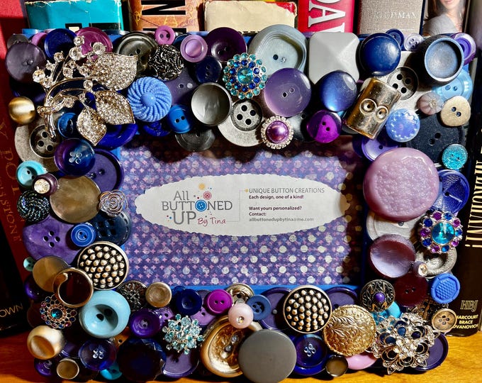Turquoise Blue and Purple Button Frame ~ Gift for Her ~ Bohemian Decor ...