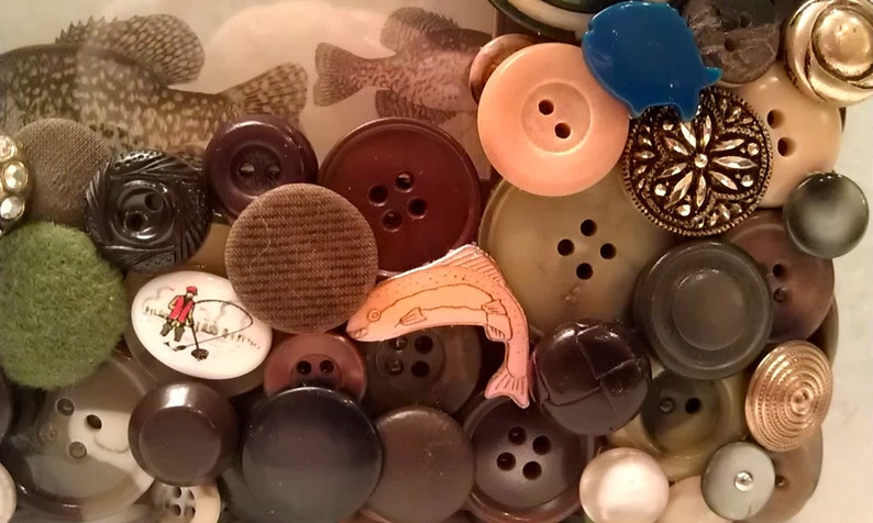 FISHING Button Frame Earthtone Rustic Frame Gift for - Etsy