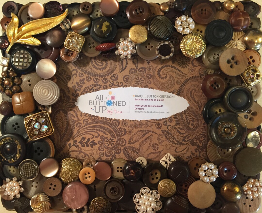 Earth Toned Button Frame in Browns ~ Rustic Frame ~ Gift for Her ~ Gift ...