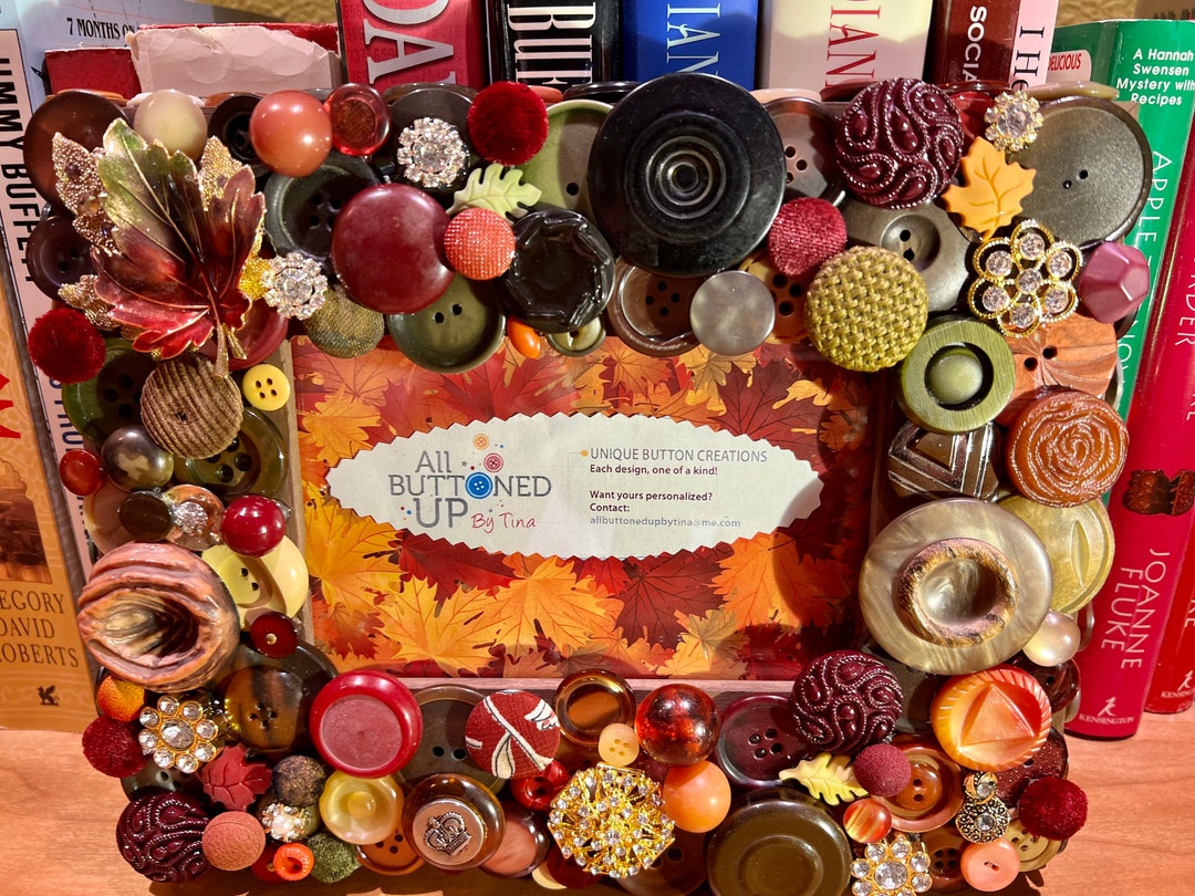 FALL Button Frame in Fall Colors ~ Rustic Home Decor ~ Seasonal Frame ...