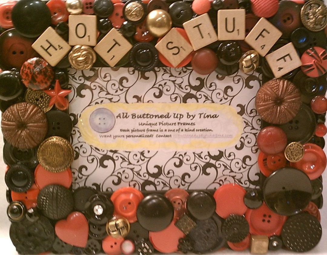 SALE - Hot Stuff Button Frame in Red and Black ~ Gift for Love ~ Gift ...