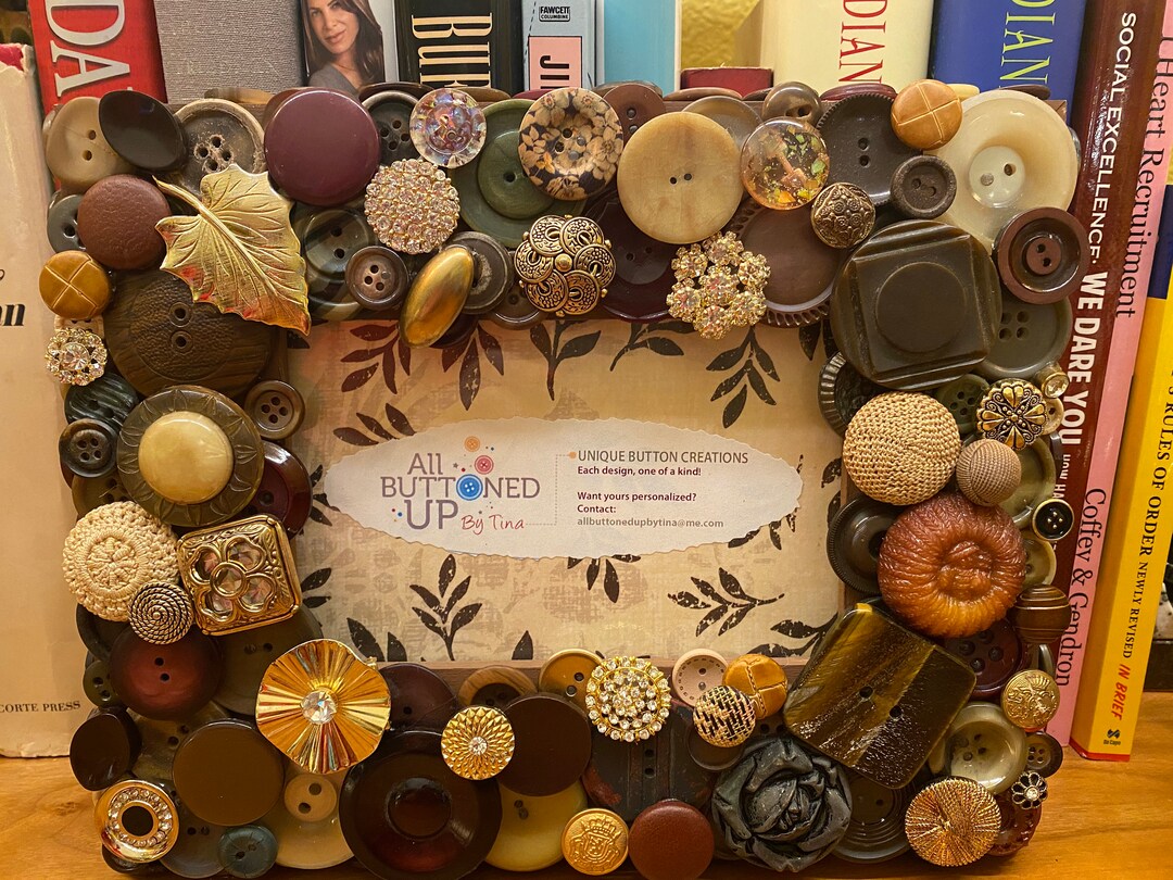 Earth Toned Button Frame Rustic Frame in Brown Olive Burgundy and Gold ...