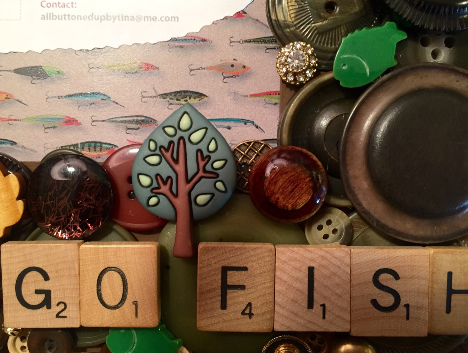 FISHING Button Frame in Earth Tones ~ Gift for Fisherman ~ Fishing ...