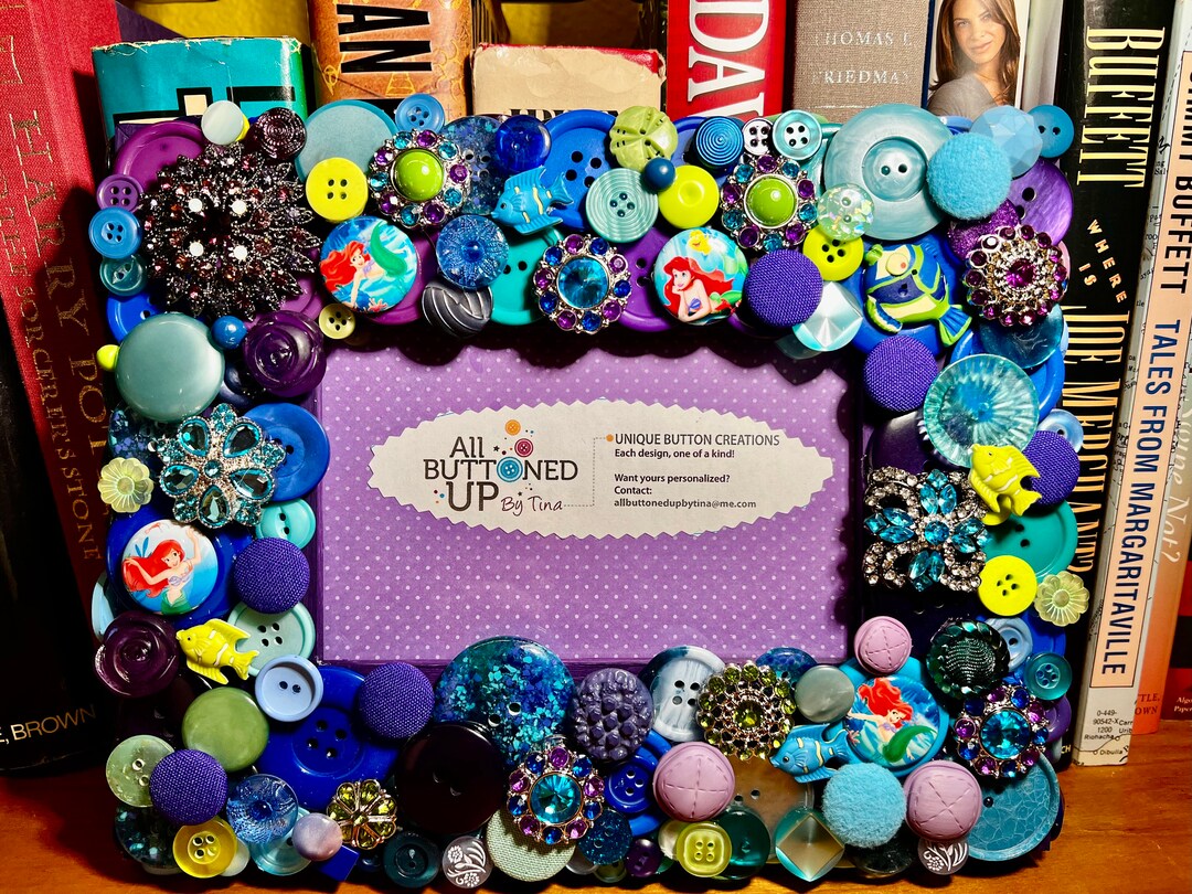 RESERVED ~ CUSTOM ONLY Little Mermaid Button Frame in Turquoise and ...
