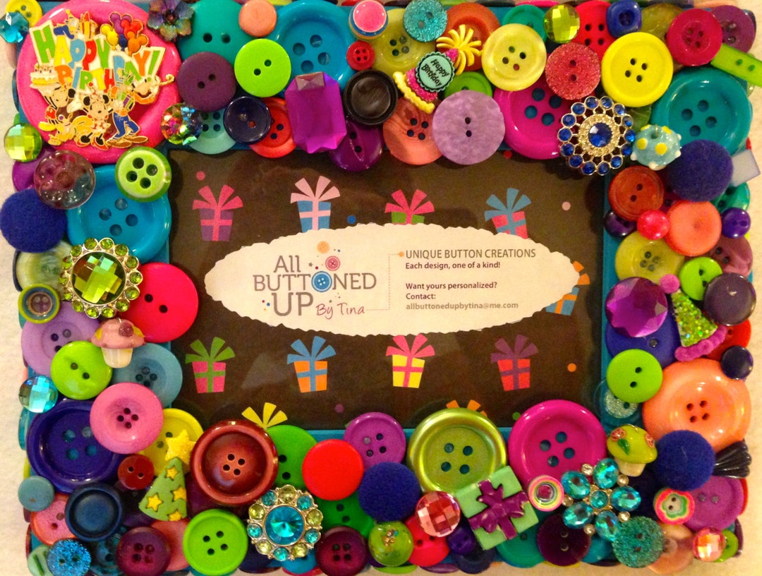 DISNEY ~ Happy Birthday ~ Button Frame ~ Gift for Kid Birthday ~ 4"x6 ...