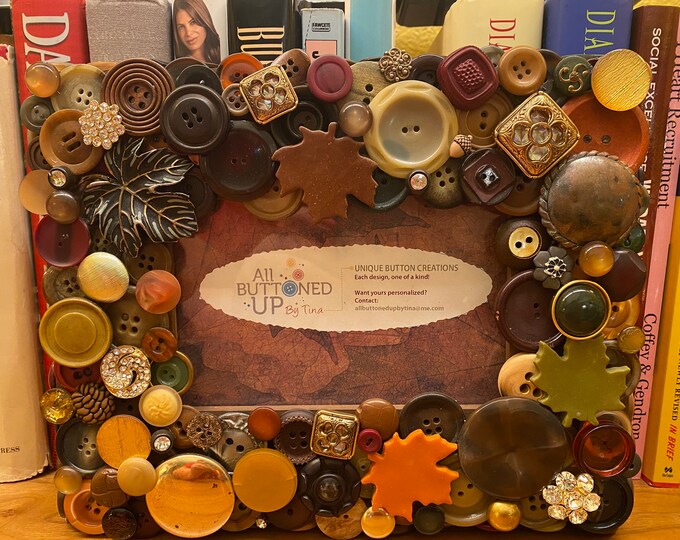 FALL Button Frame in Fall Colors Rustic Home Decor - Etsy