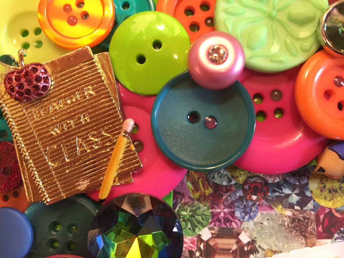 TEACHER Button Frame in Brights Gift for Teacher Gift | Etsy