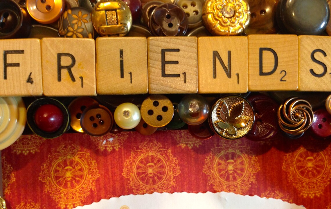 FRIENDS Button Frame Friendship Gift Brown Olive - Etsy