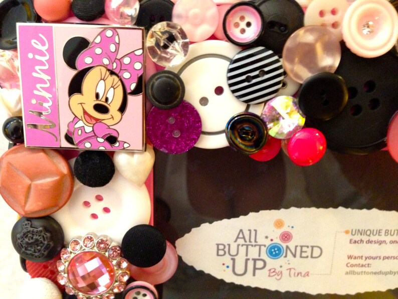 MINNIE MOUSE Button Frame in Pink Black and White Gift for | Etsy