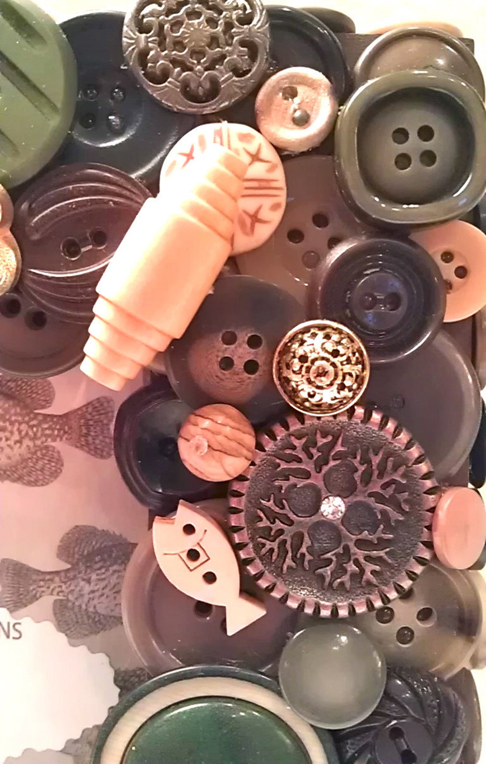 FISHING Button Frame Earthtone Rustic Frame Gift for - Etsy