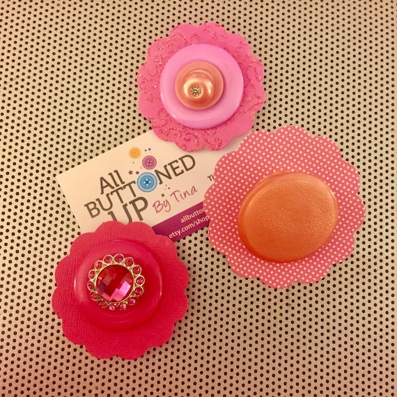 Pink Button Flower Magnets Desk Accessory Inexpensive Gift - Etsy