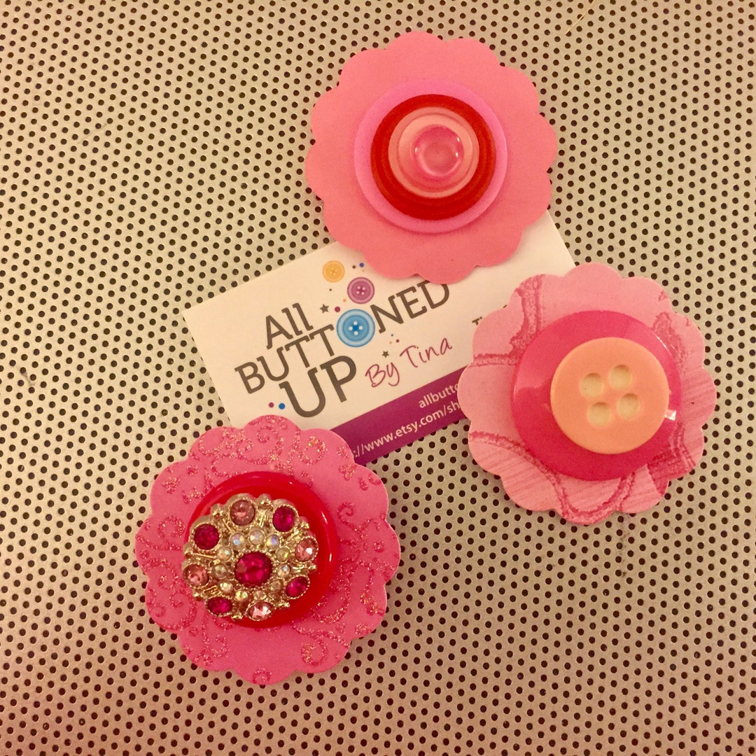 Pink Button Flower Magnets Desk Accessory Inexpensive Gift - Etsy