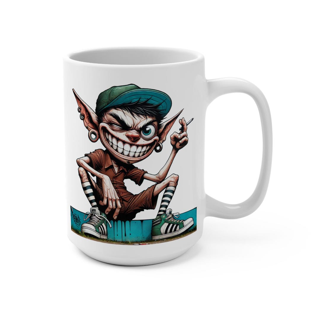 Skateboard Goblin Mug - Unique Coffee Cup for Skateboarders, 15oz ...